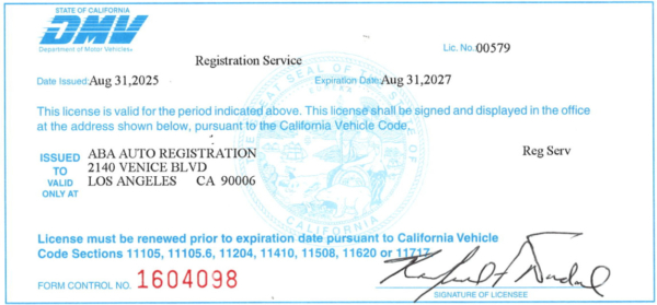ABA Licence - ABA Auto Registrations